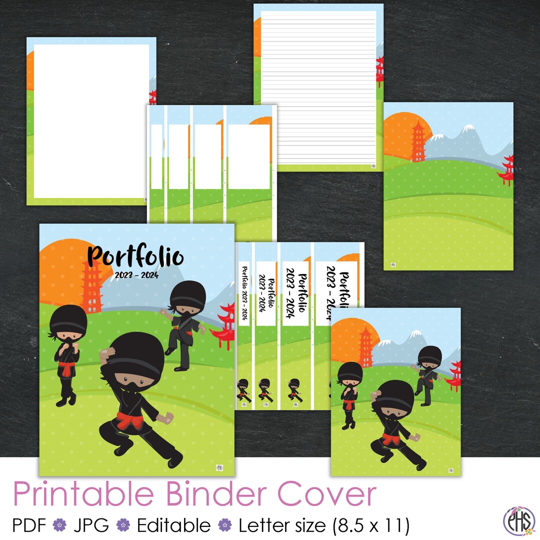 Printable Homeschool Portfolio Binder Cover, Editable Binder Cover ...
