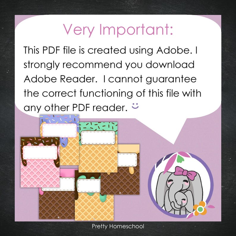 Printable and Editable Binder Covers and Spines - Ice Cream Theme ...