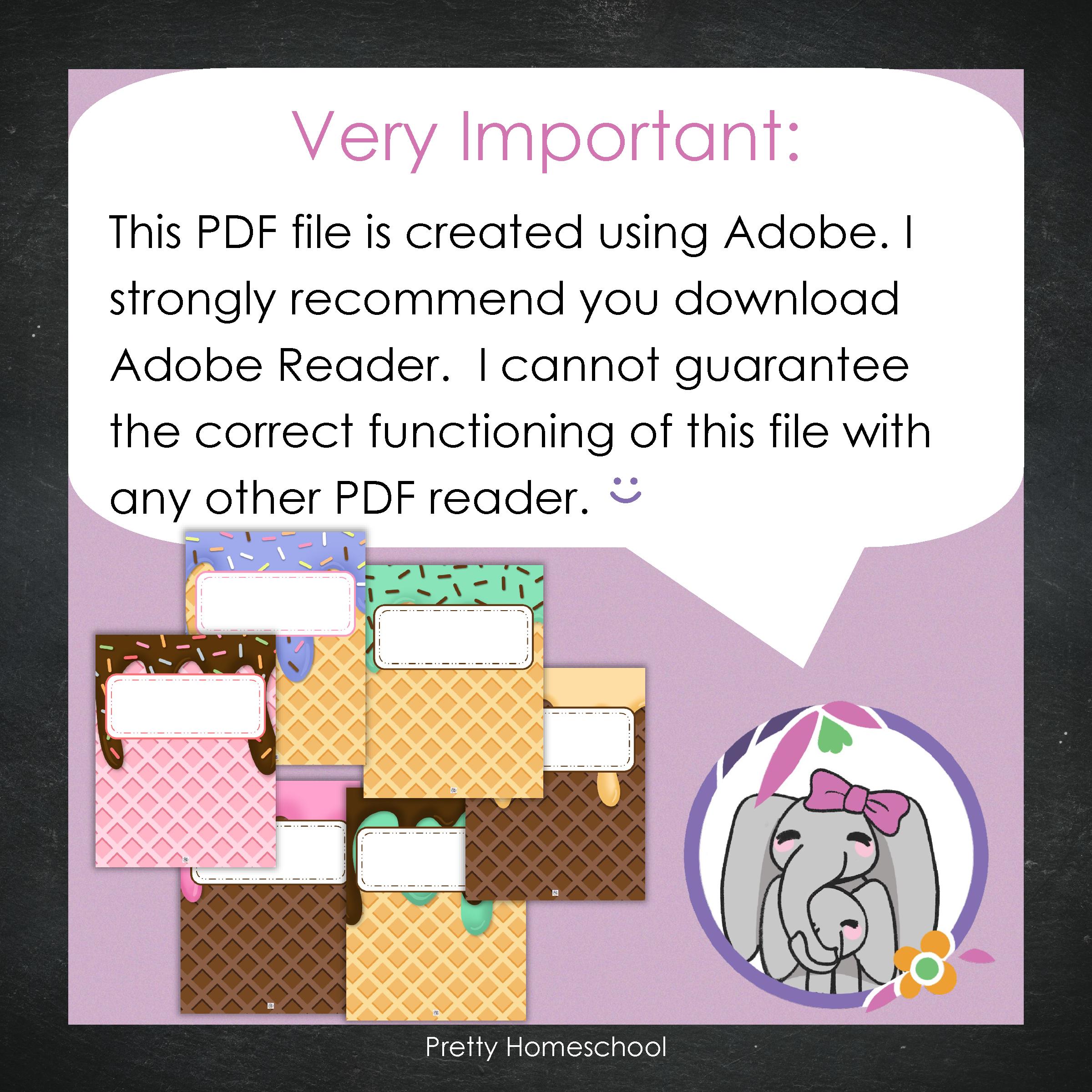 Printable and Editable Binder Covers and Spines - Ice Cream Theme ...