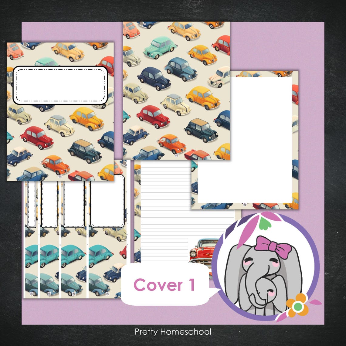 Printable and Editable Binder Covers and Spines - Vintage Cars Theme ...