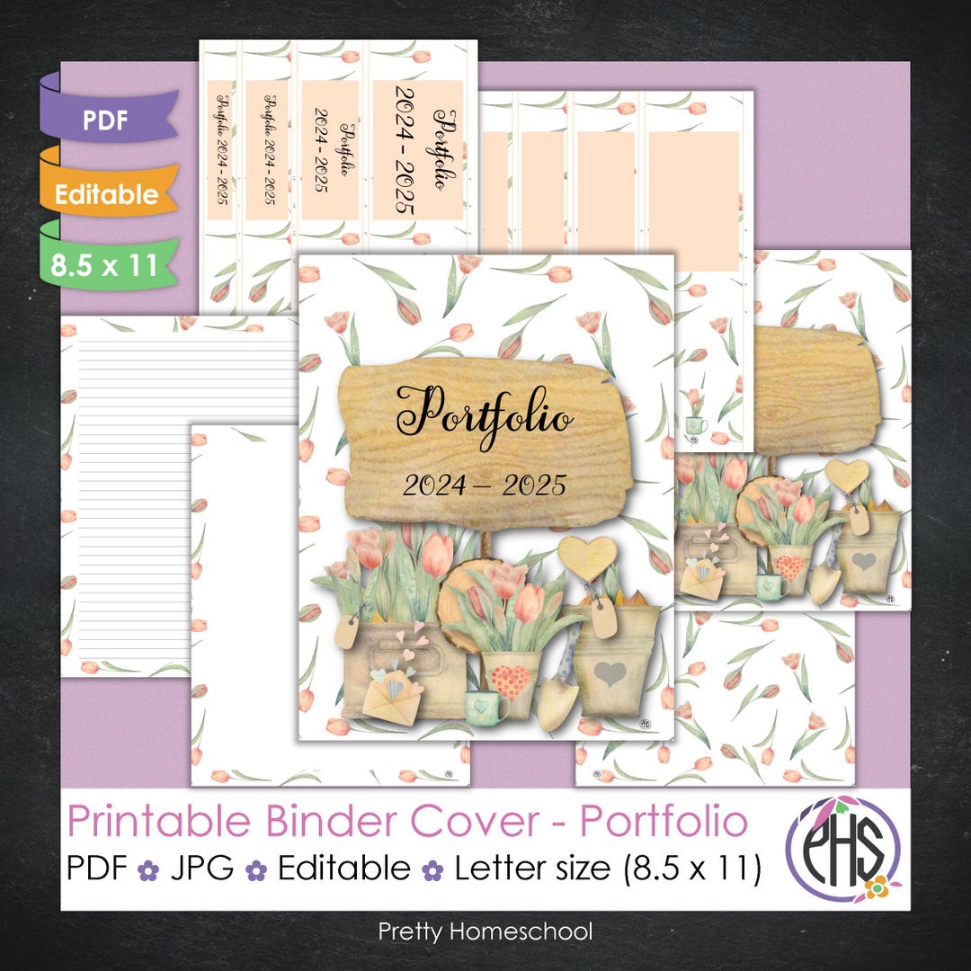 Editable and Printable Homeschool Portfolio Binder Covers and Spines ...