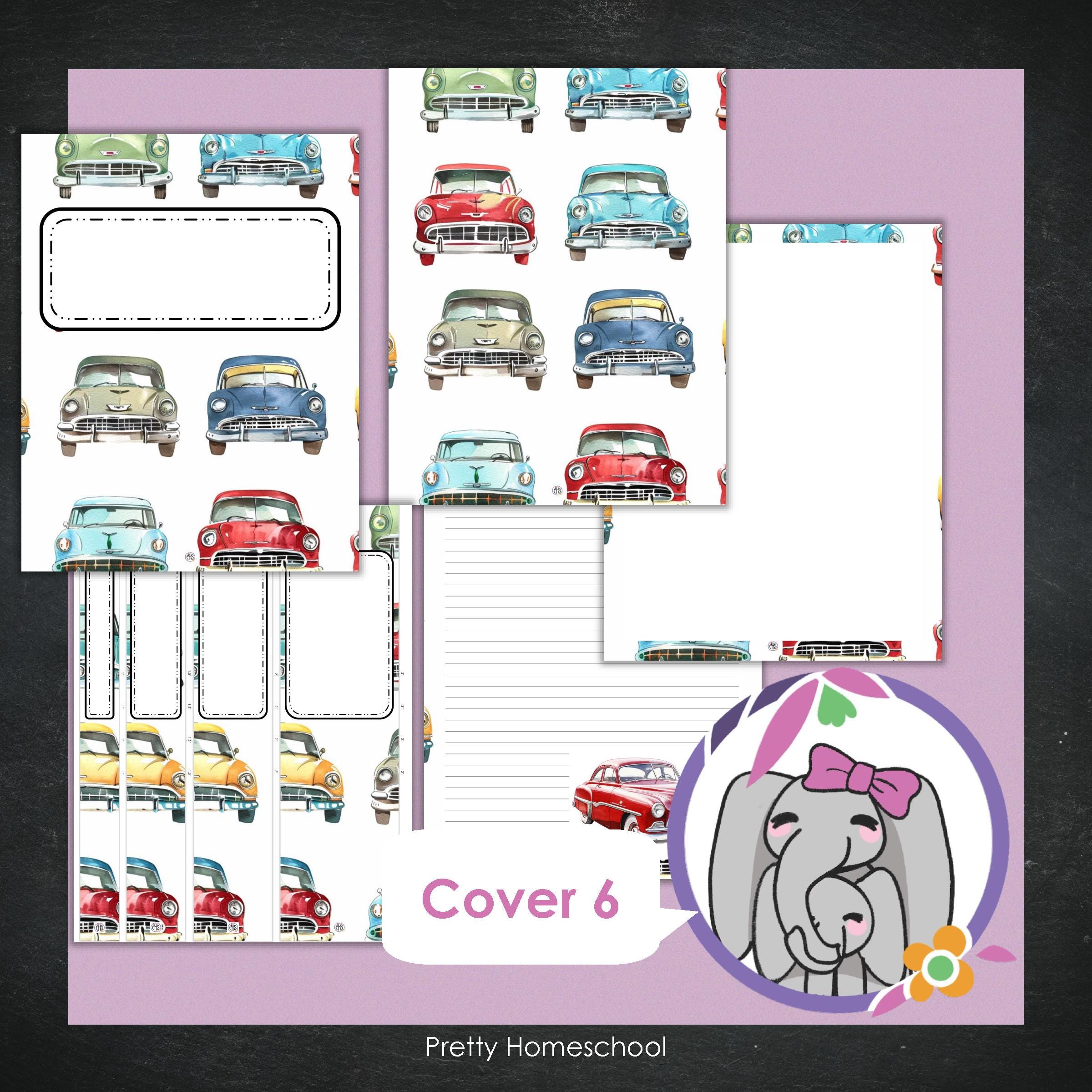 Printable and Editable Binder Covers and Spines - Vintage Cars Theme ...