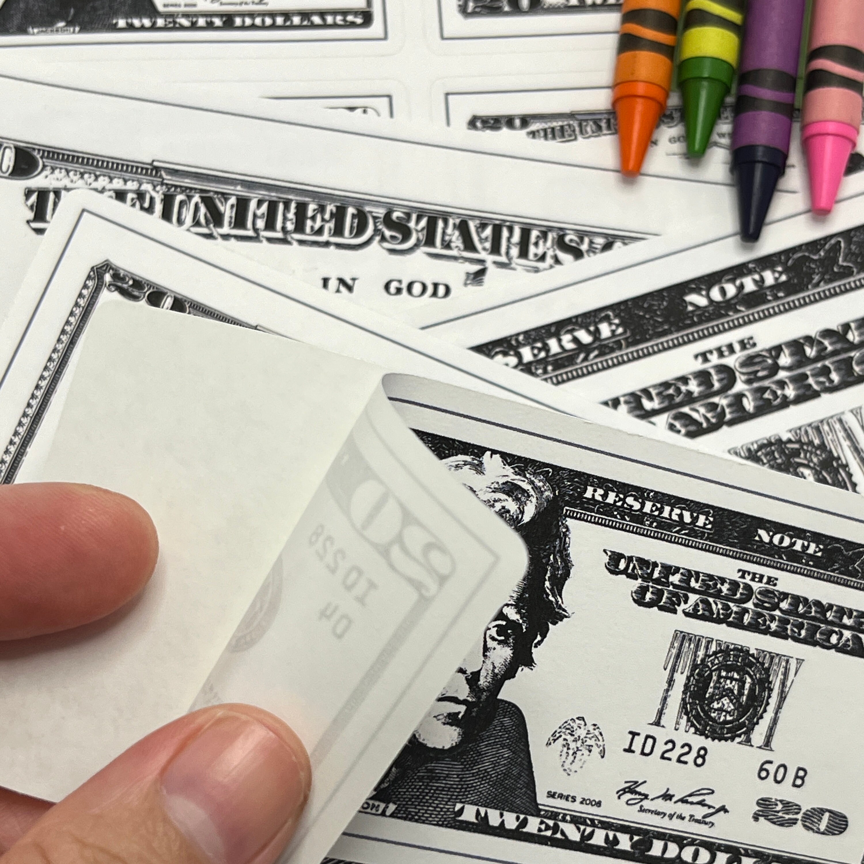 Black and White Twenty Dollar Bill Stickers - Money Stickers - Math ...