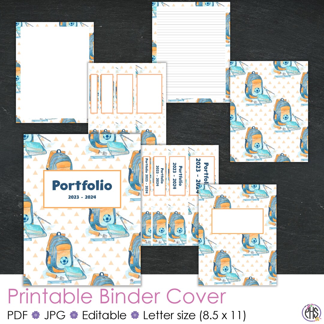 Portada de carpeta imprimible Homeschool Portfolio, portada de carpeta ...