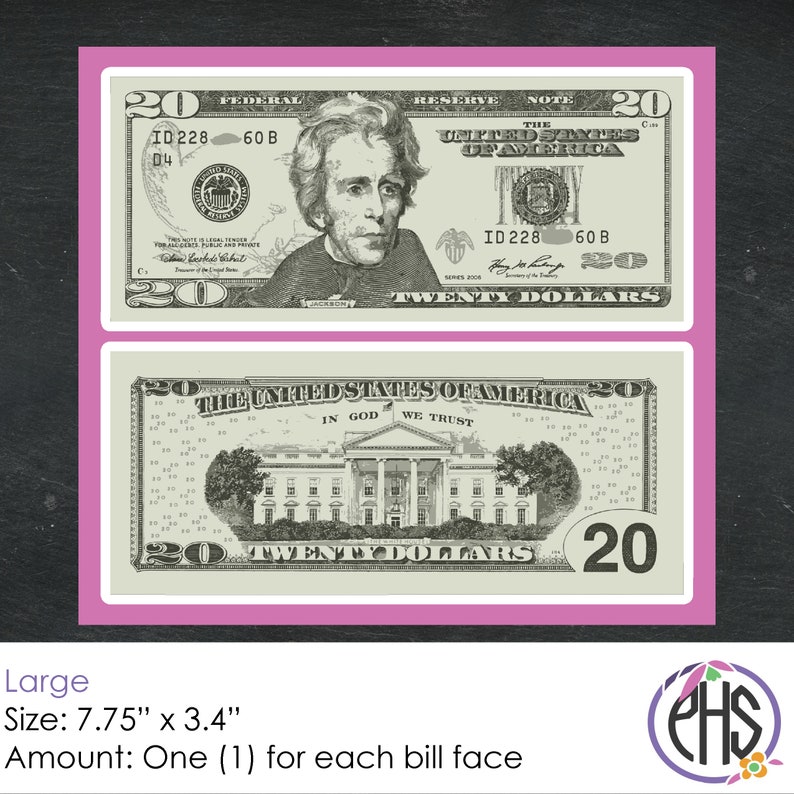 Twenty Dollar Bill Stickers - Money Stickers - Math Stickers ...