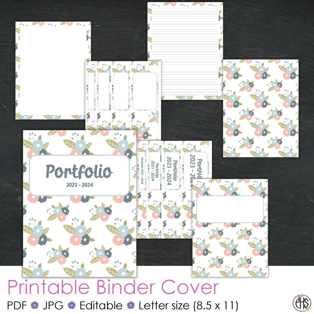 Printable Homeschool Portfolio Binder Cover, Editable Binder Cover ...