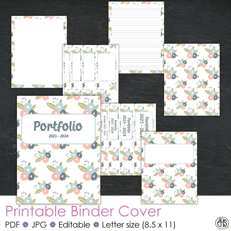 Printable Homeschool Portfolio Binder Cover, Editable Binder Cover ...