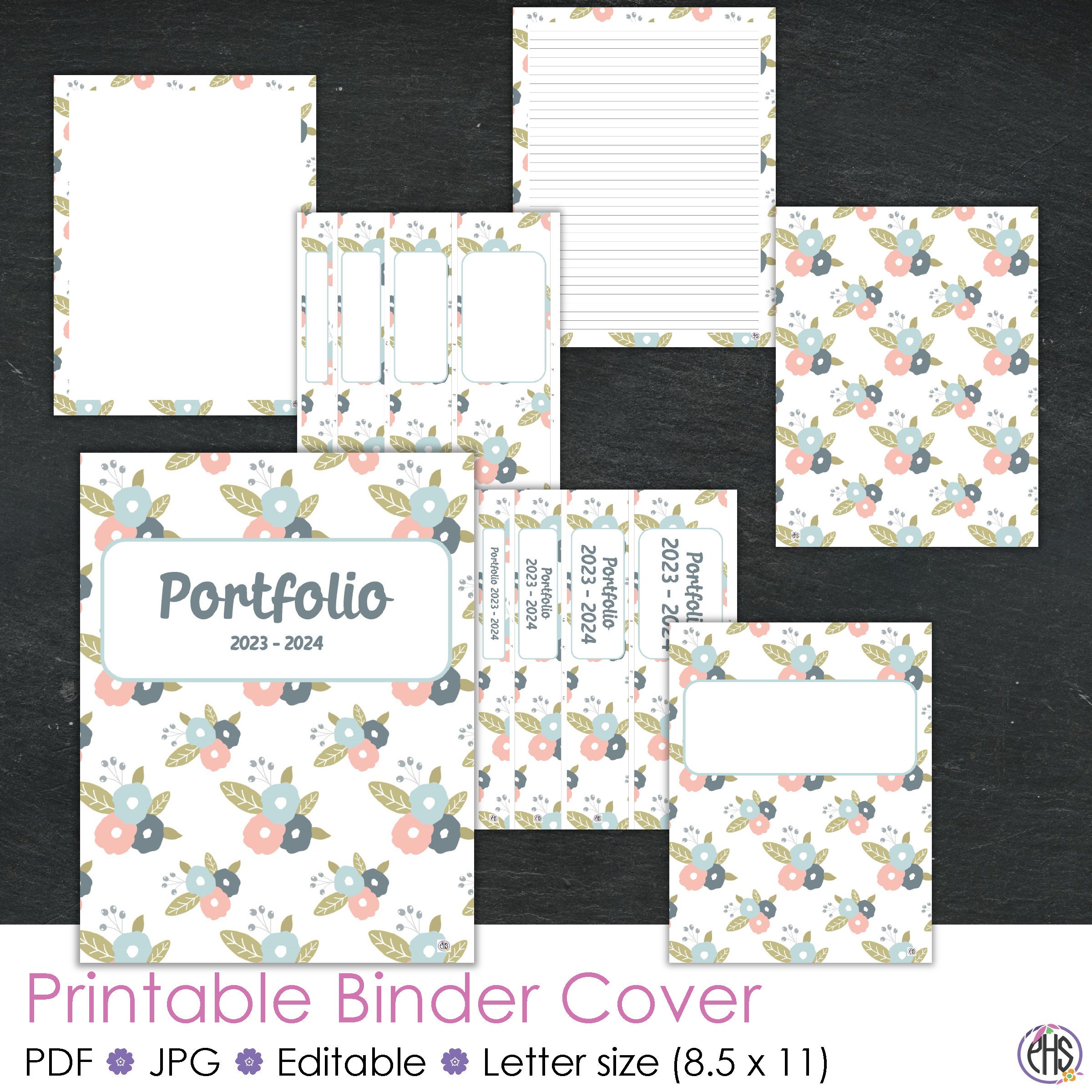 Printable Homeschool Portfolio Binder Cover, Editable Binder Cover ...