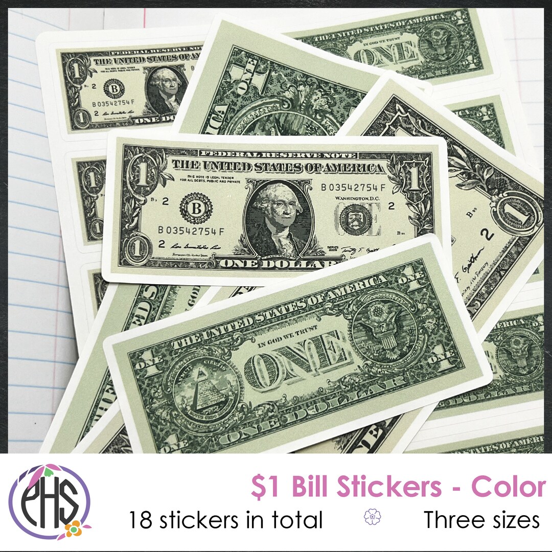 One Dollar Bill Stickers - Math Stickers - Educational Stickers ...