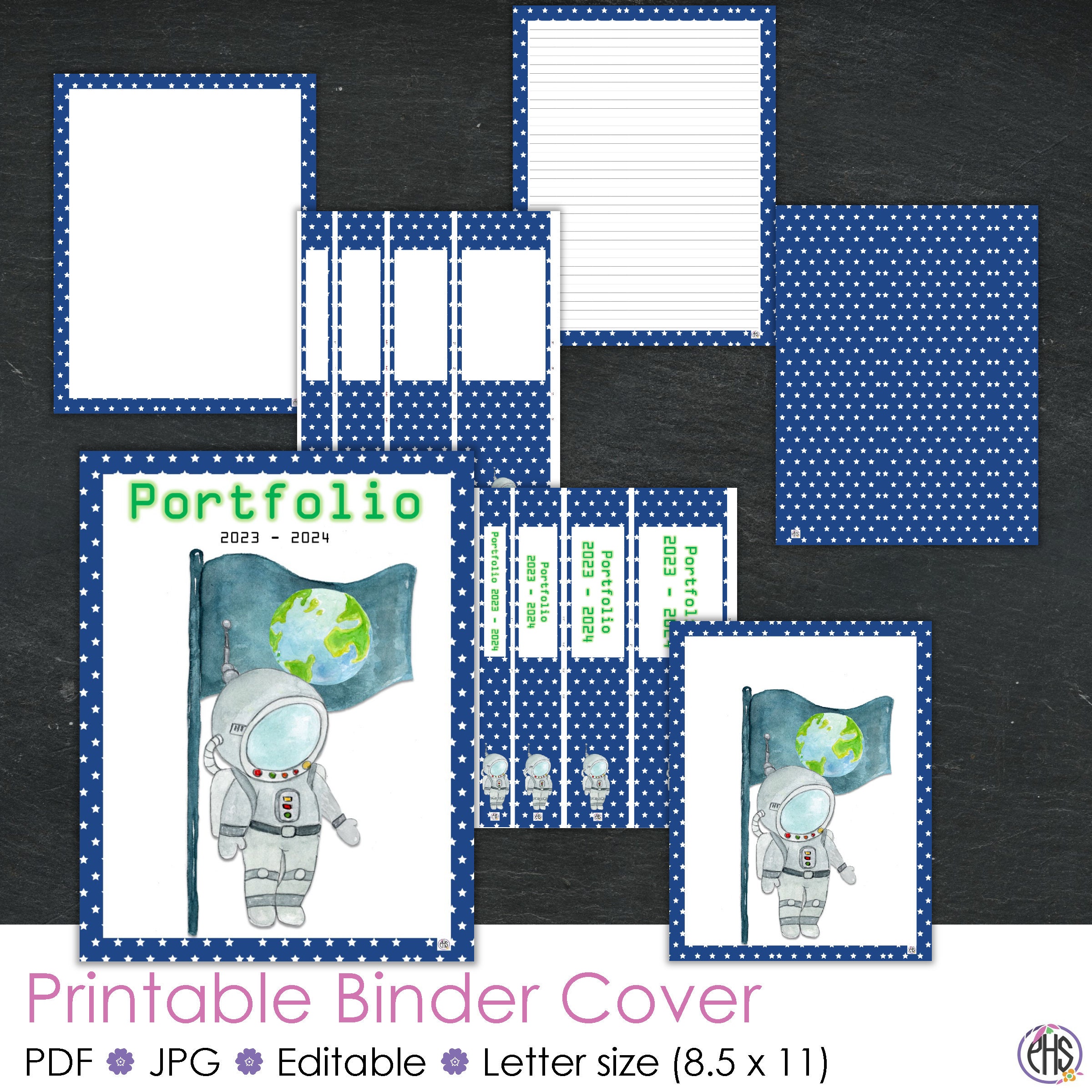 Printable Homeschool Portfolio Binder Cover, Editable Binder Cover ...