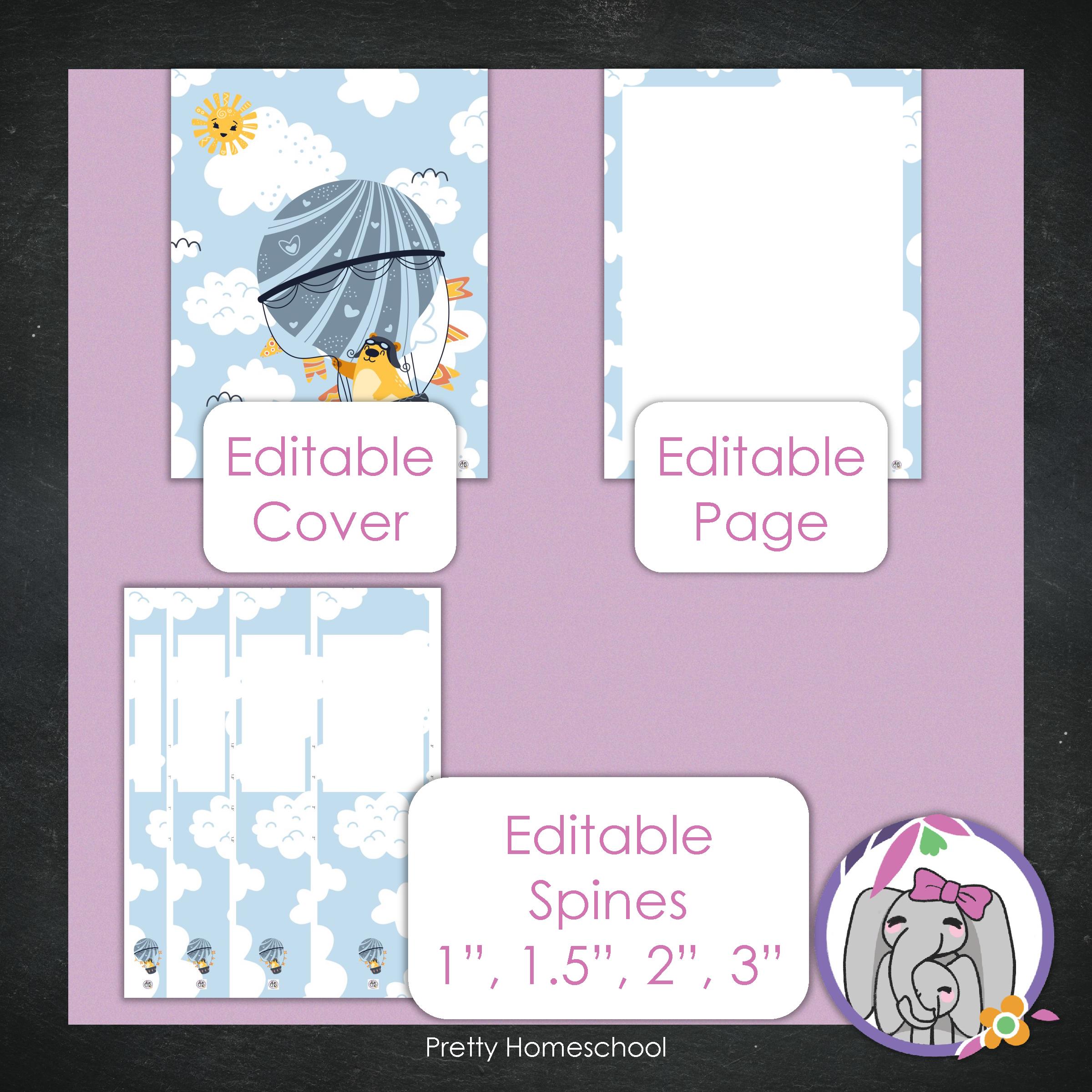 Editable and Printable Homeschool Portfolio Binder Covers and Spines ...