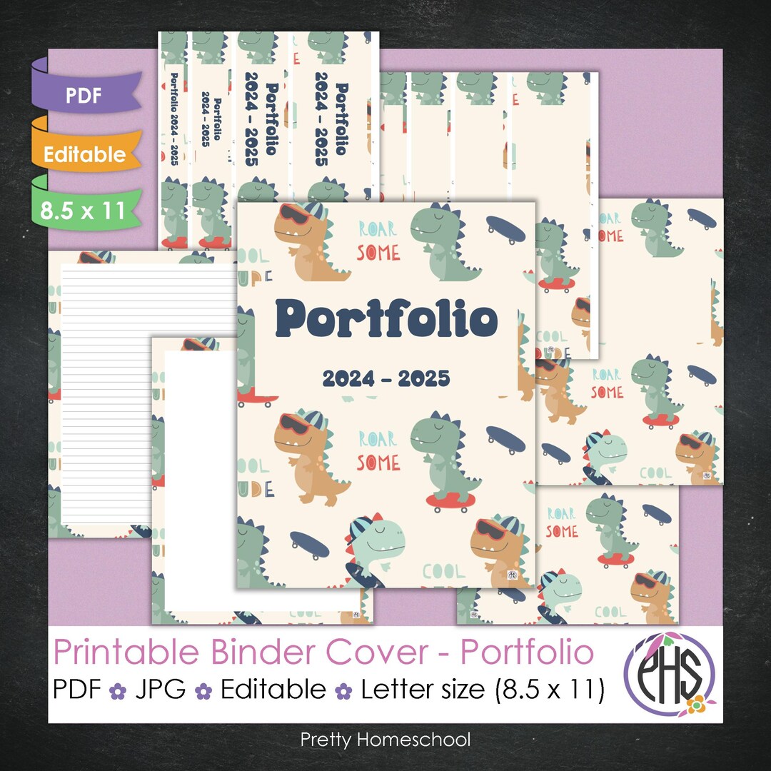 Editable and Printable Homeschool Portfolio Binder Covers and Spines ...