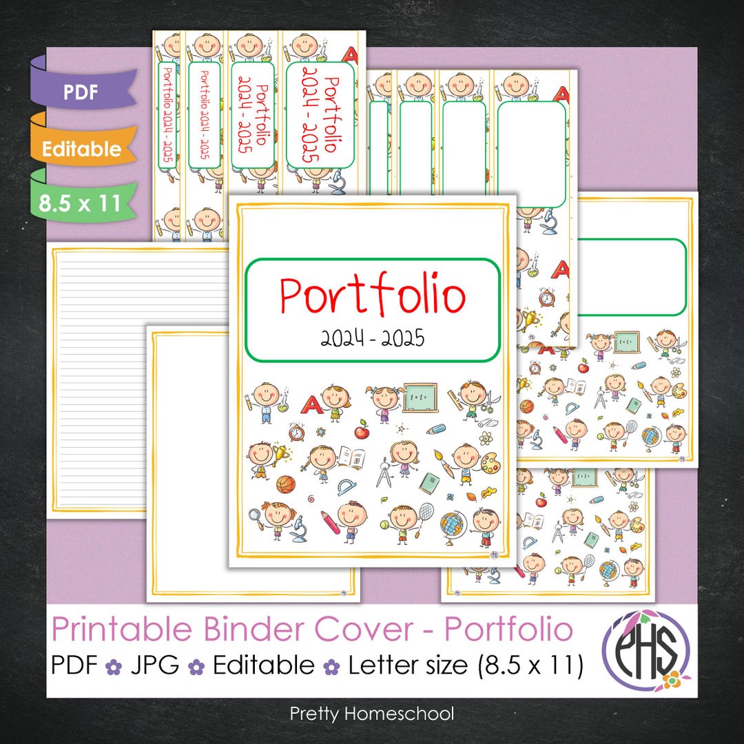 Editable and Printable Homeschool Portfolio Binder Covers and Spines ...