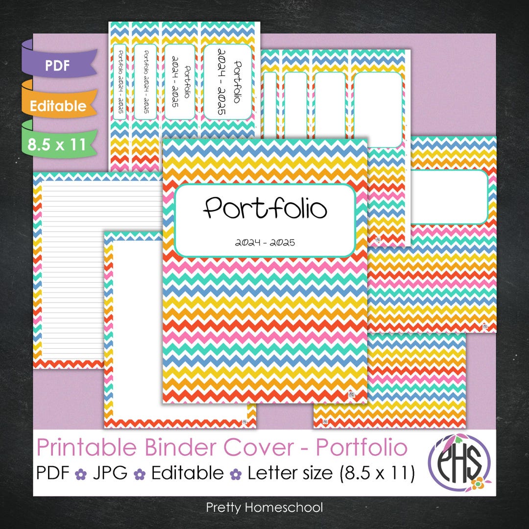 Editable and Printable Homeschool Portfolio Binder Covers and Spines ...