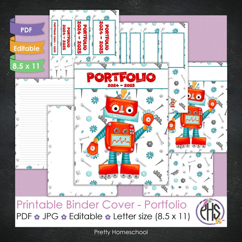 Editable and Printable Homeschool Portfolio Binder Covers and Spines ...