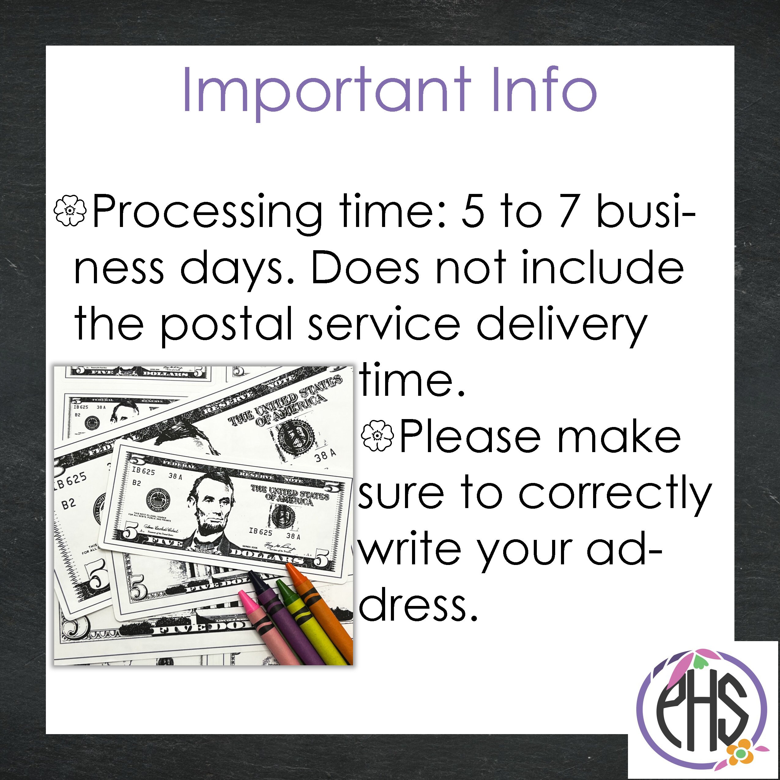 Black and White Five Dollar Bill Stickers Money Stickers Math Stickers ...