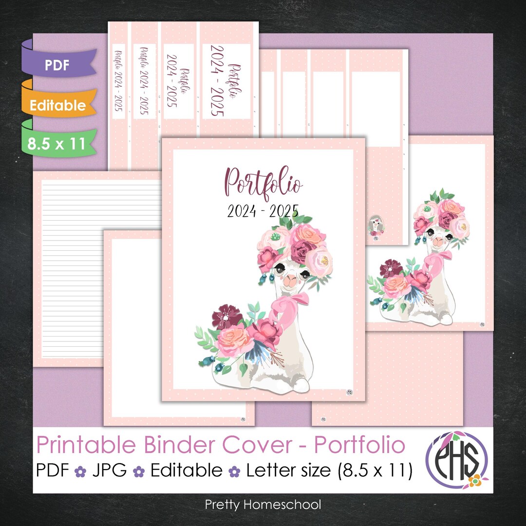 Editable and Printable Homeschool Portfolio Binder Covers and Spines ...