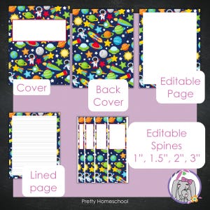 Printable and Editable Binder Covers and Spines - Space Theme ...