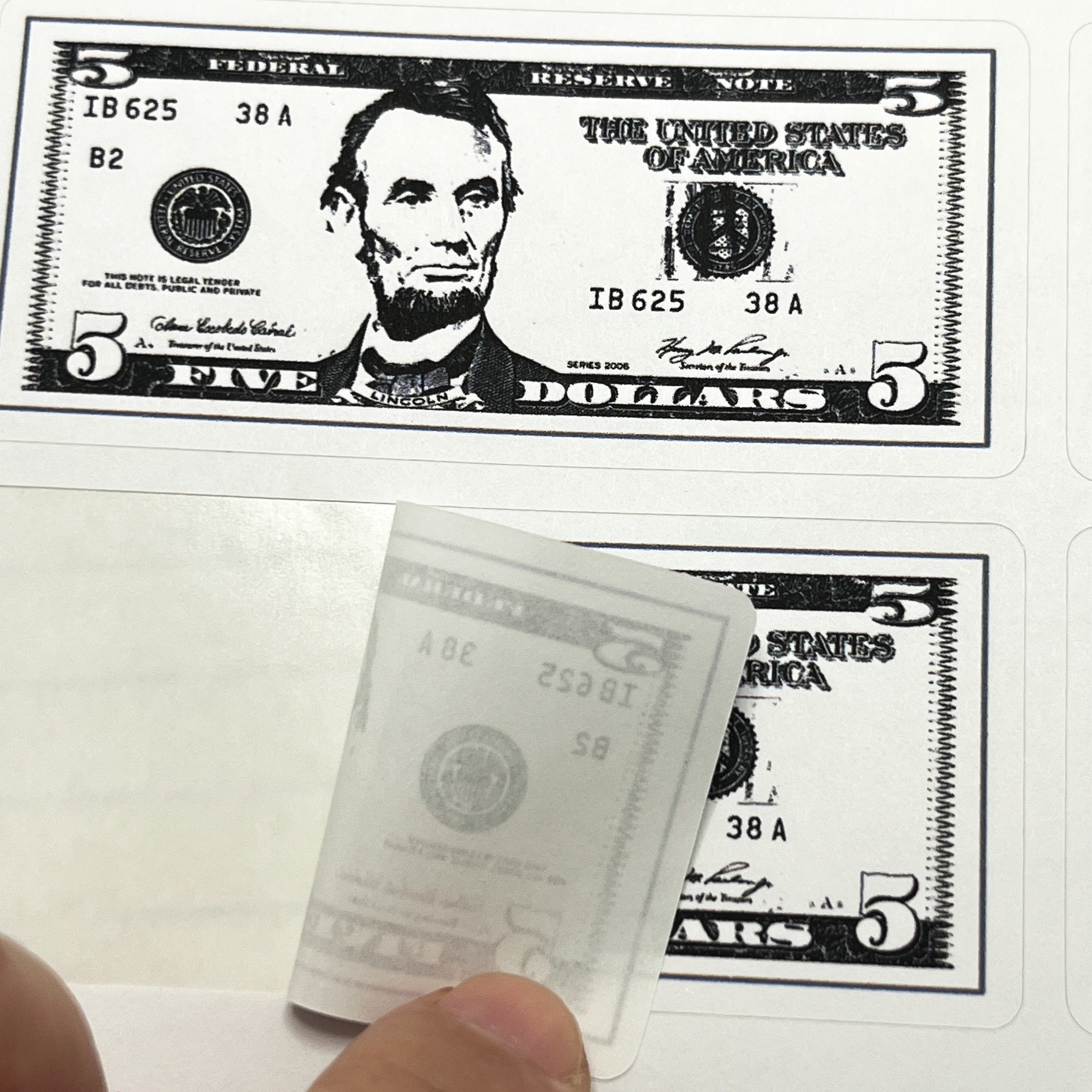 Black and White Five Dollar Bill Stickers - Money Stickers - Math ...