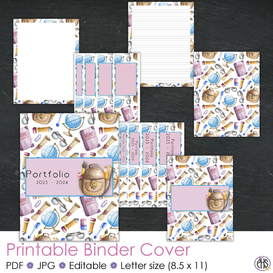 Printable Homeschool Portfolio Binder Cover, Editable Binder Cover ...