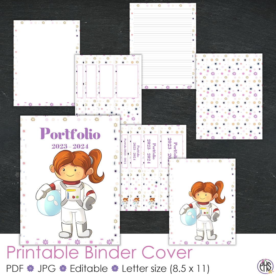 Printable Homeschool Portfolio Binder Cover, Editable Binder Cover ...