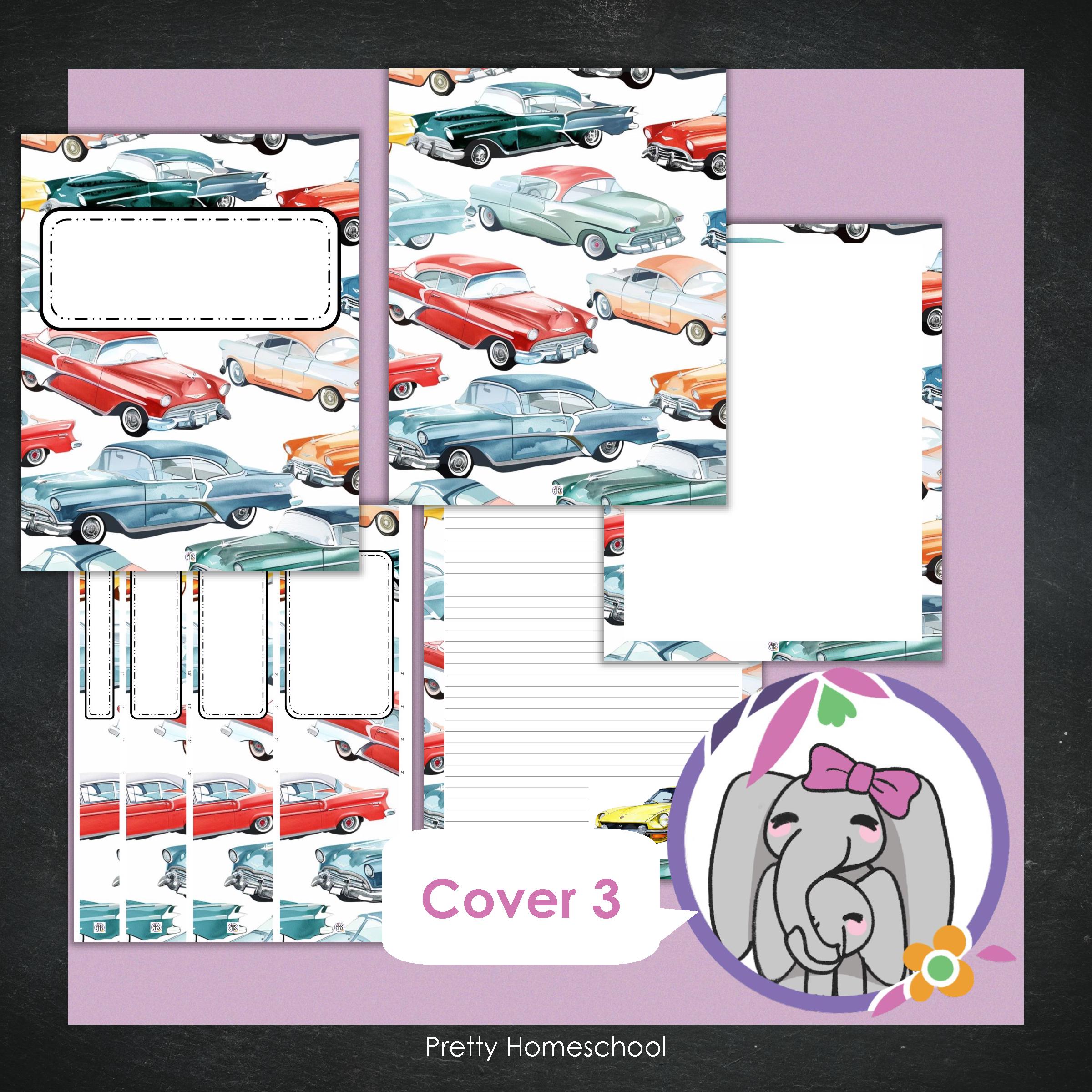Printable and Editable Binder Covers and Spines - Vintage Cars Theme ...