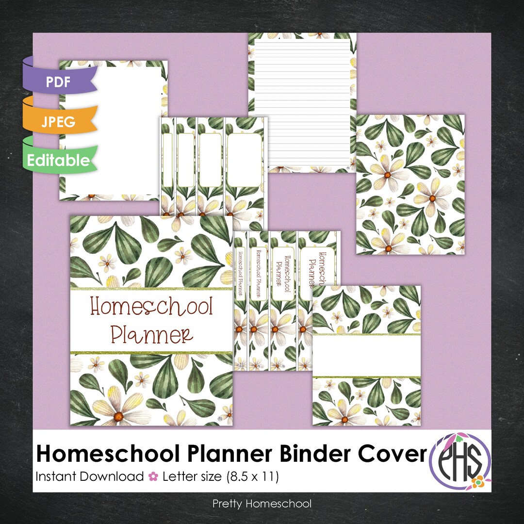 Printable Homeschool Planner Binder Cover, Editable Binder Cover ...
