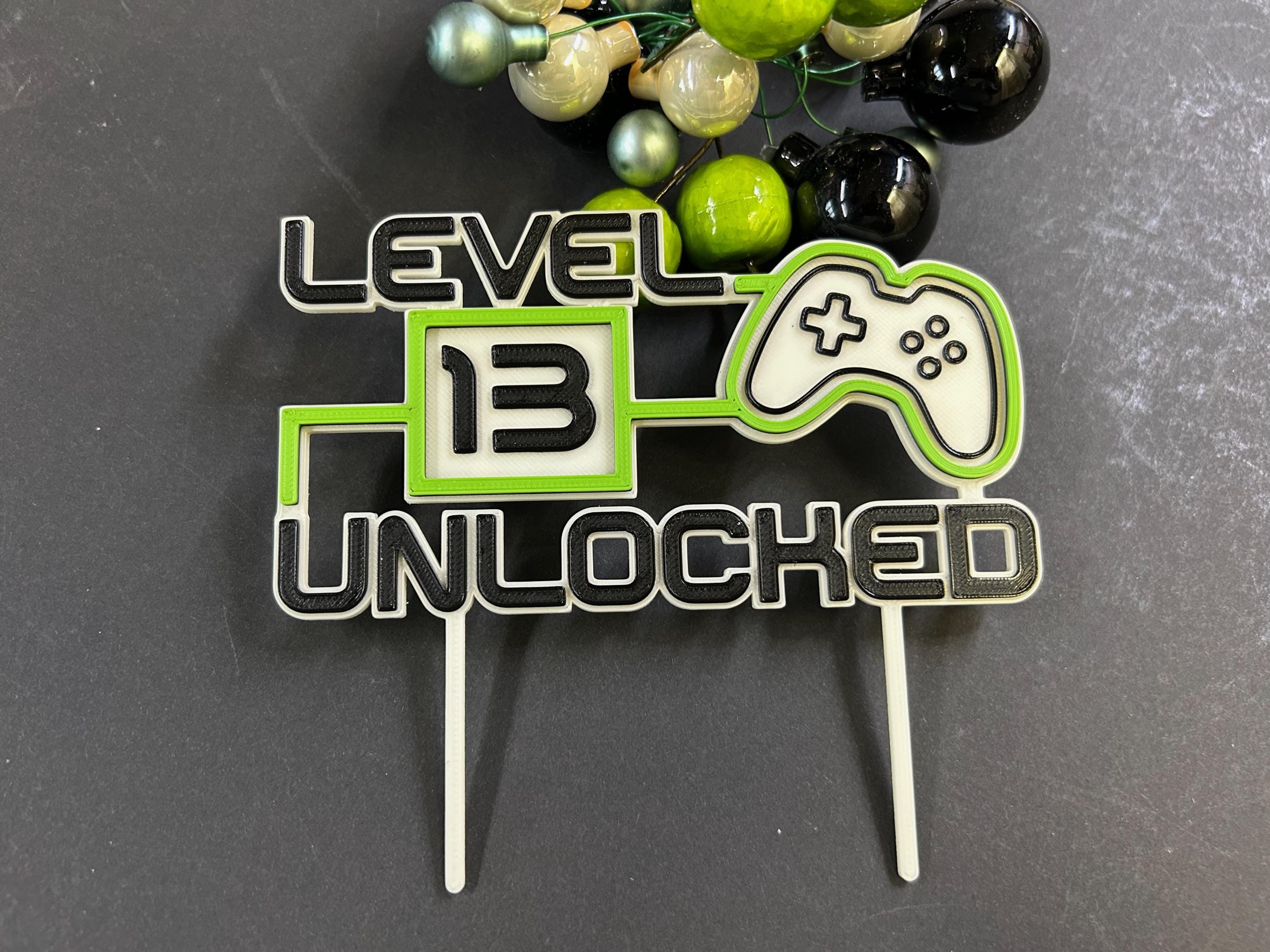 Personalised Gamer Cake Topper - Level up Birthday Decor - Video Game ...