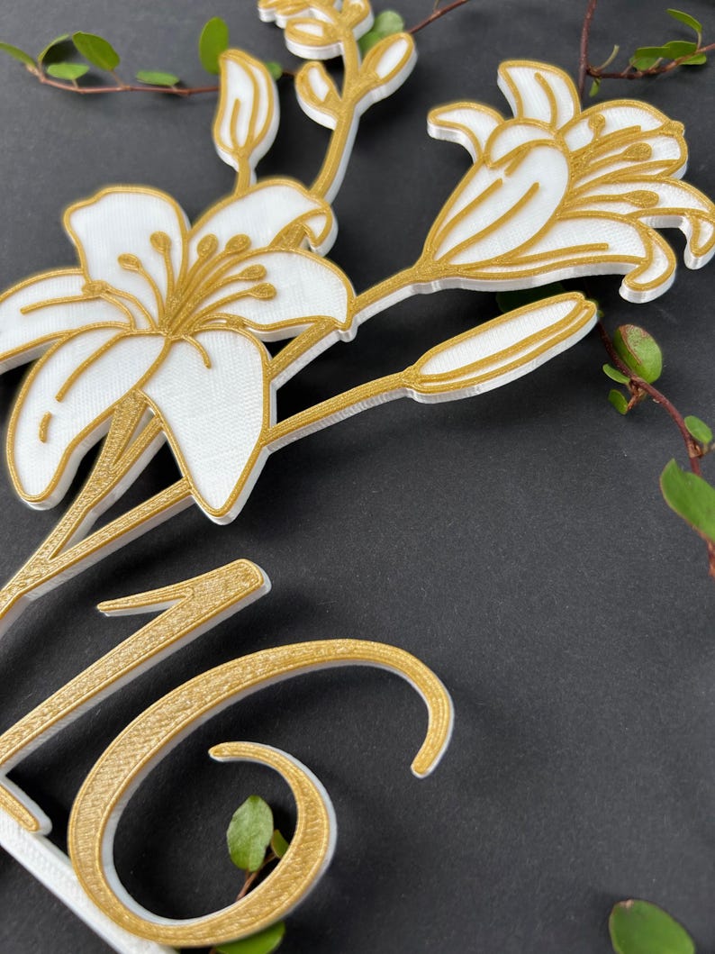 Lily Flower Cake Topper – Custom Age Birthday or Anniversary Cake Decor ...