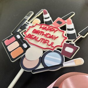 Cosmetics-themed Cake Topper – Personalised Makeup Birthday Topper for ...