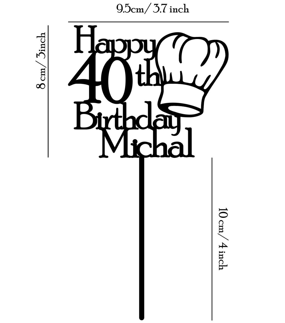 Personalised Happy Birthday Cake Topper Chef Hat Theme - Etsy UK