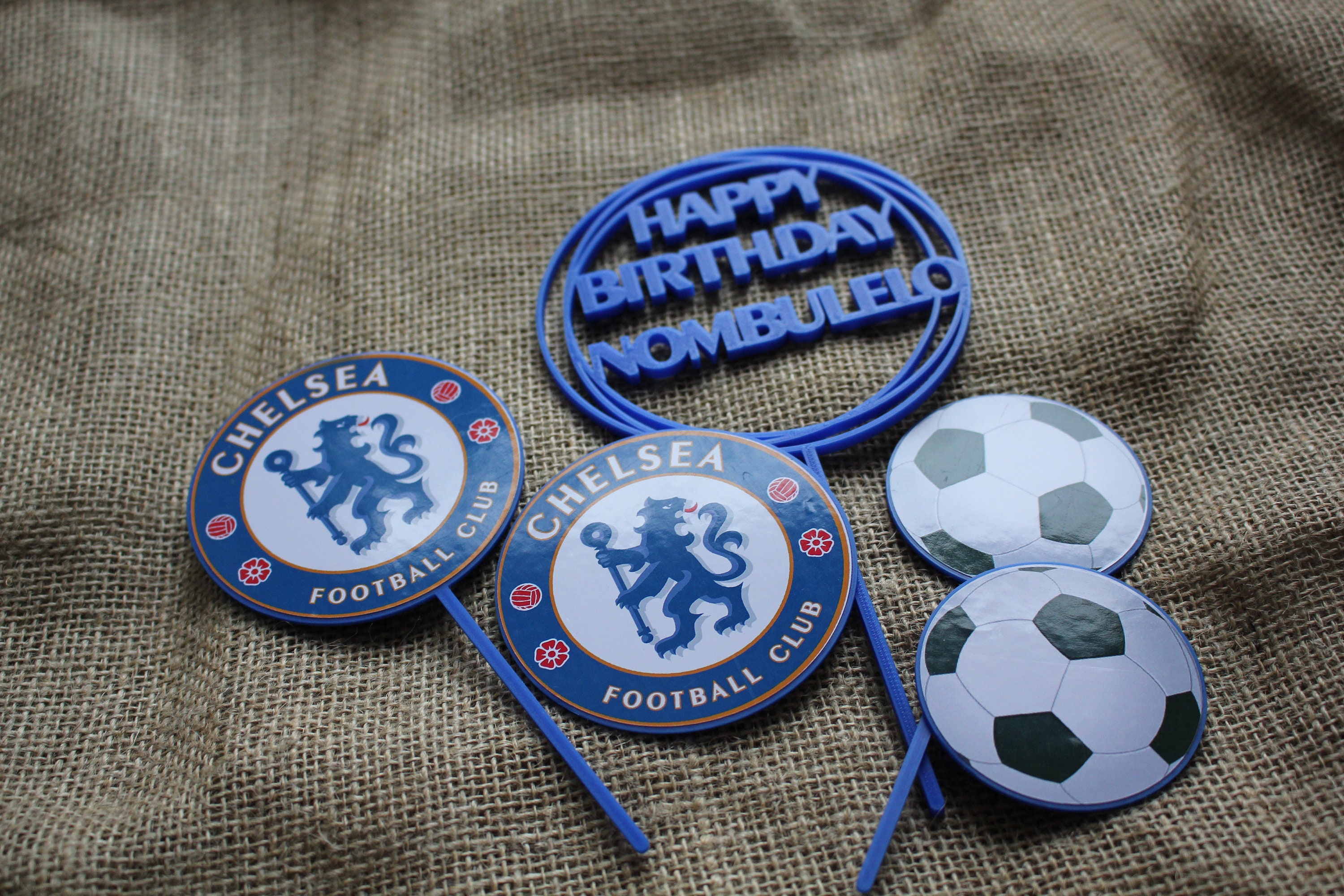 Chelsea Theme Cake Topper Set Personalised Chelsea Football - Etsy