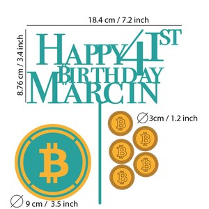 Bitcoin Theme Cake Topper Set, Custom-made Name and Age Cake Topper ...