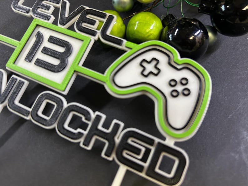 Personalised Gamer Cake Topper - Level up Birthday Decor - Video Game ...