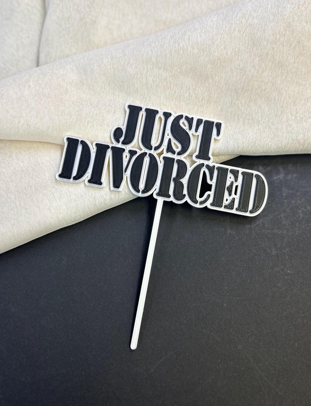 Just Divorced Cake Topper, Two-tone Funny Party Decor, Black & White ...