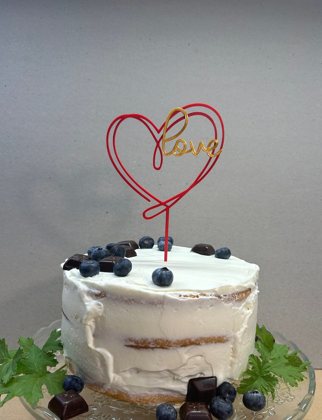 Cake Topper Love Heart, Valentine's Day Cake Topper, Engagement Party ...