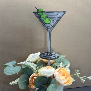 Martini Glass Cake Topper, Cocktail Glass Silhouette Cake Toppers ...