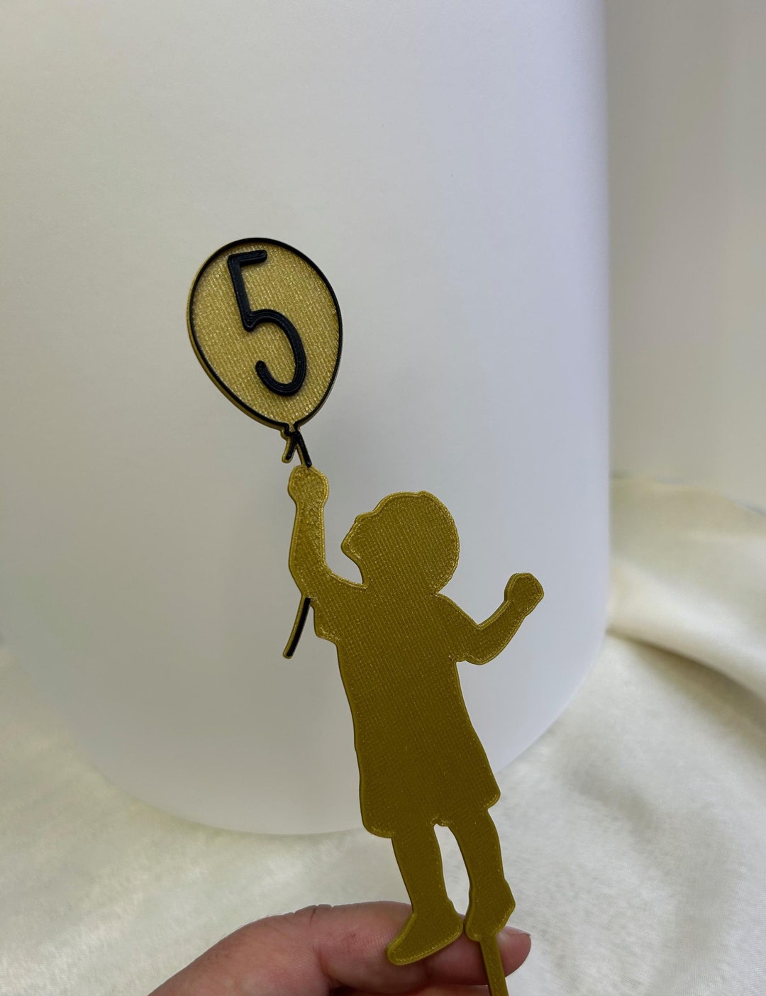 Cake Topper Boy With Birthday Balloon - Personalised Year Option - Etsy