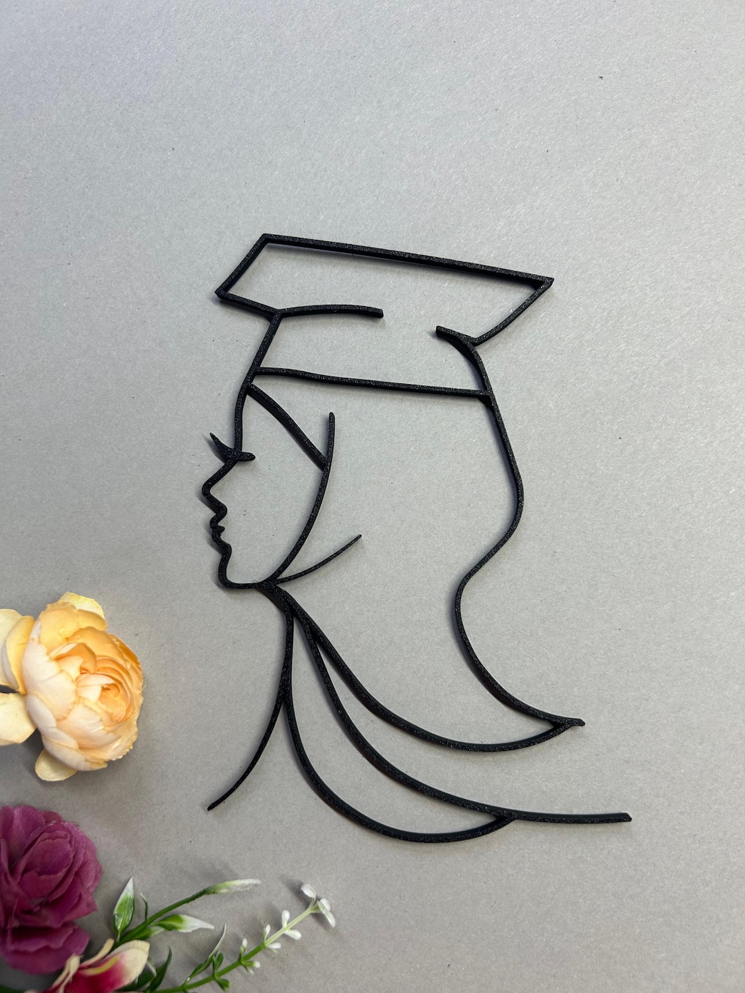 3D Printed Graduation Cake Topper: Hijab Girl Line Art - Etsy UK
