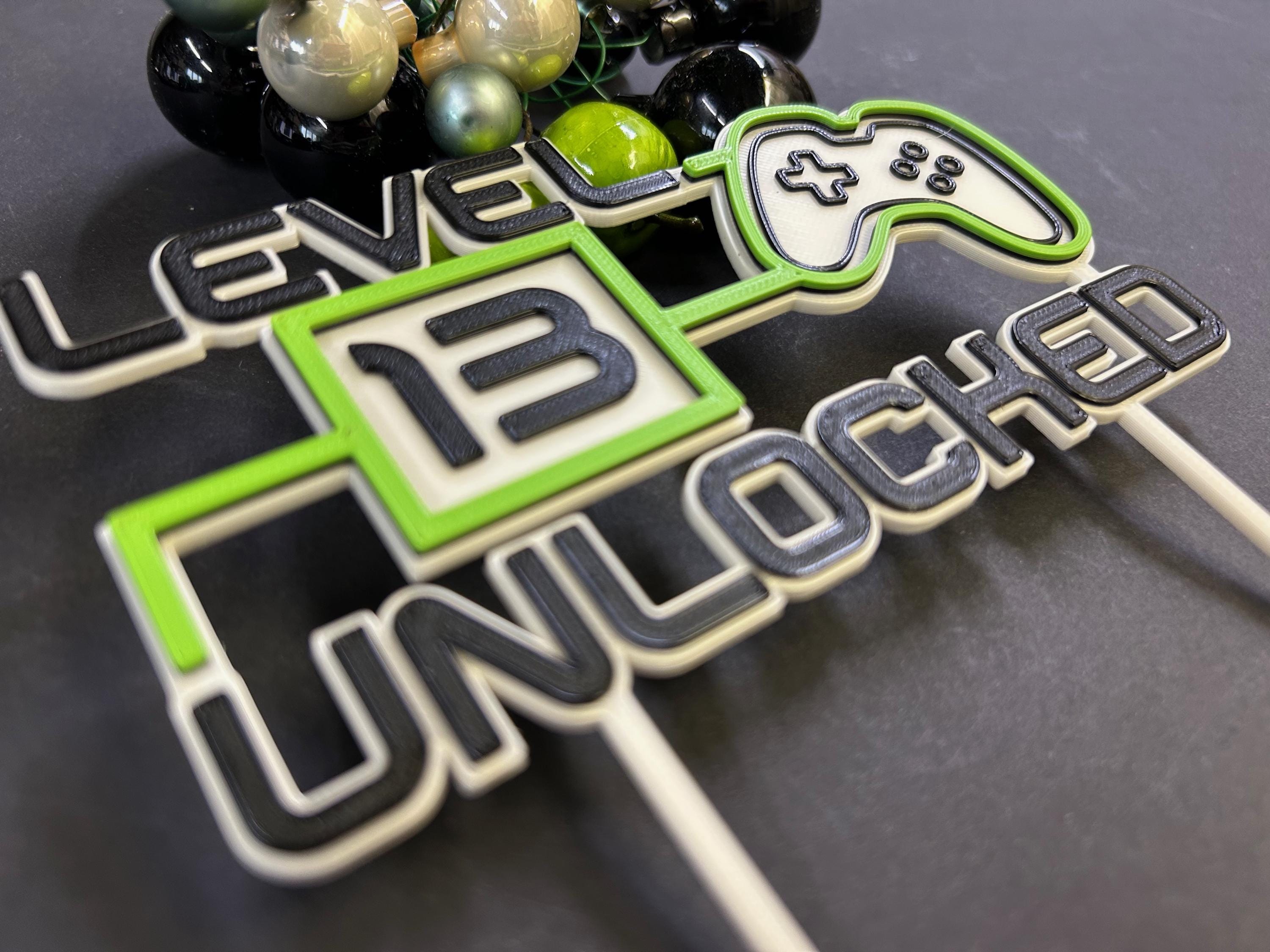 Personalised Gamer Cake Topper - Level up Birthday Decor - Video Game ...