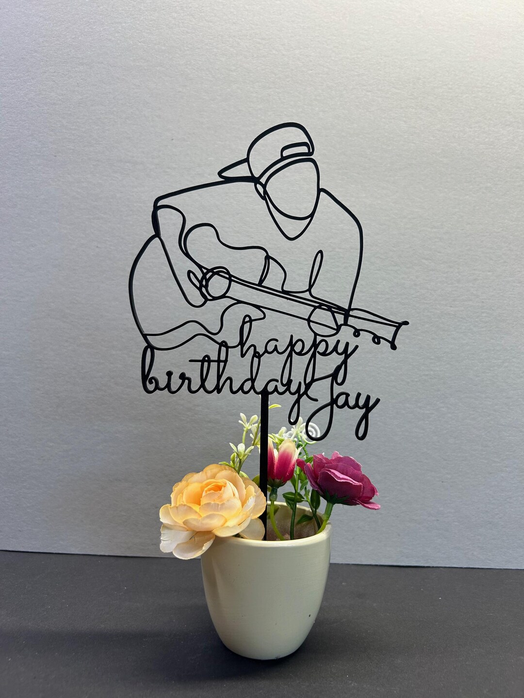 Acoustic Guitarist Cake Topper: 3D Printed Musician Silhouette - Etsy