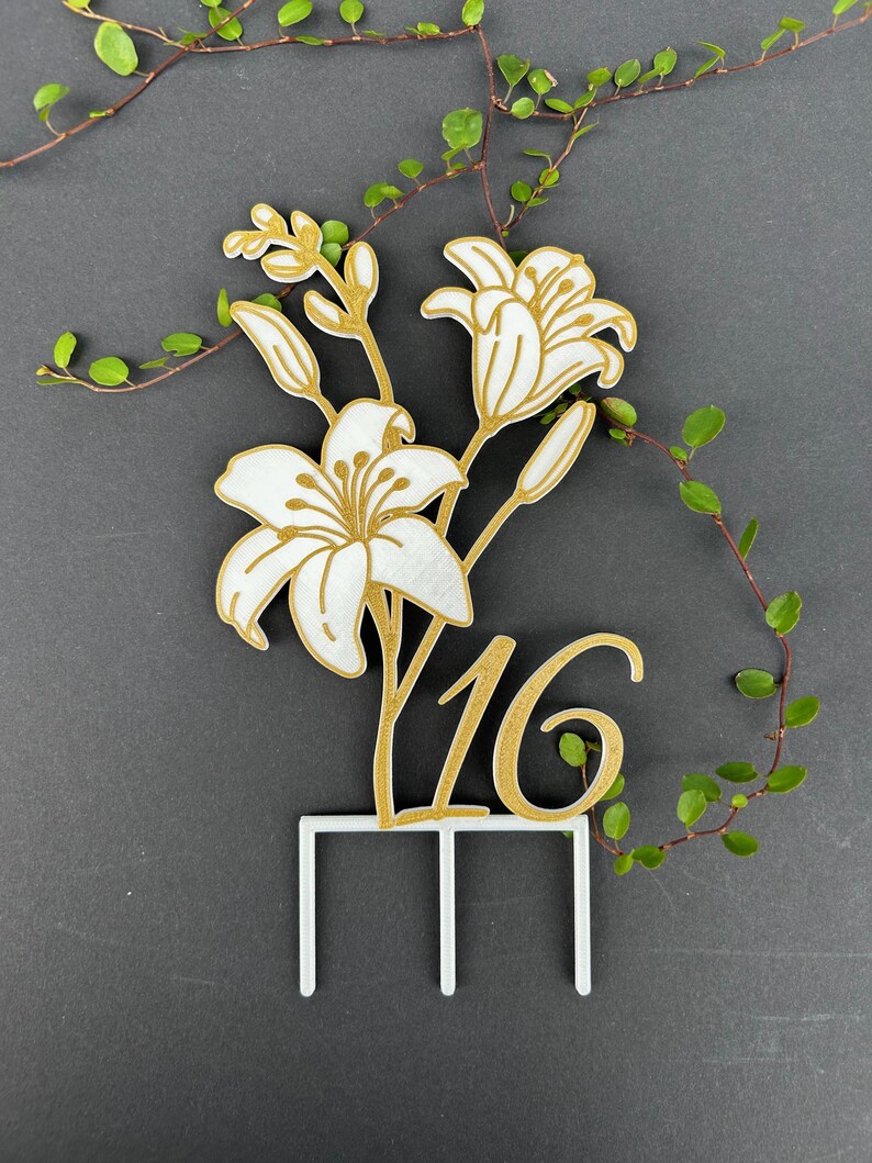 Lily Flower Cake Topper – Custom Age Birthday or Anniversary Cake Decor ...