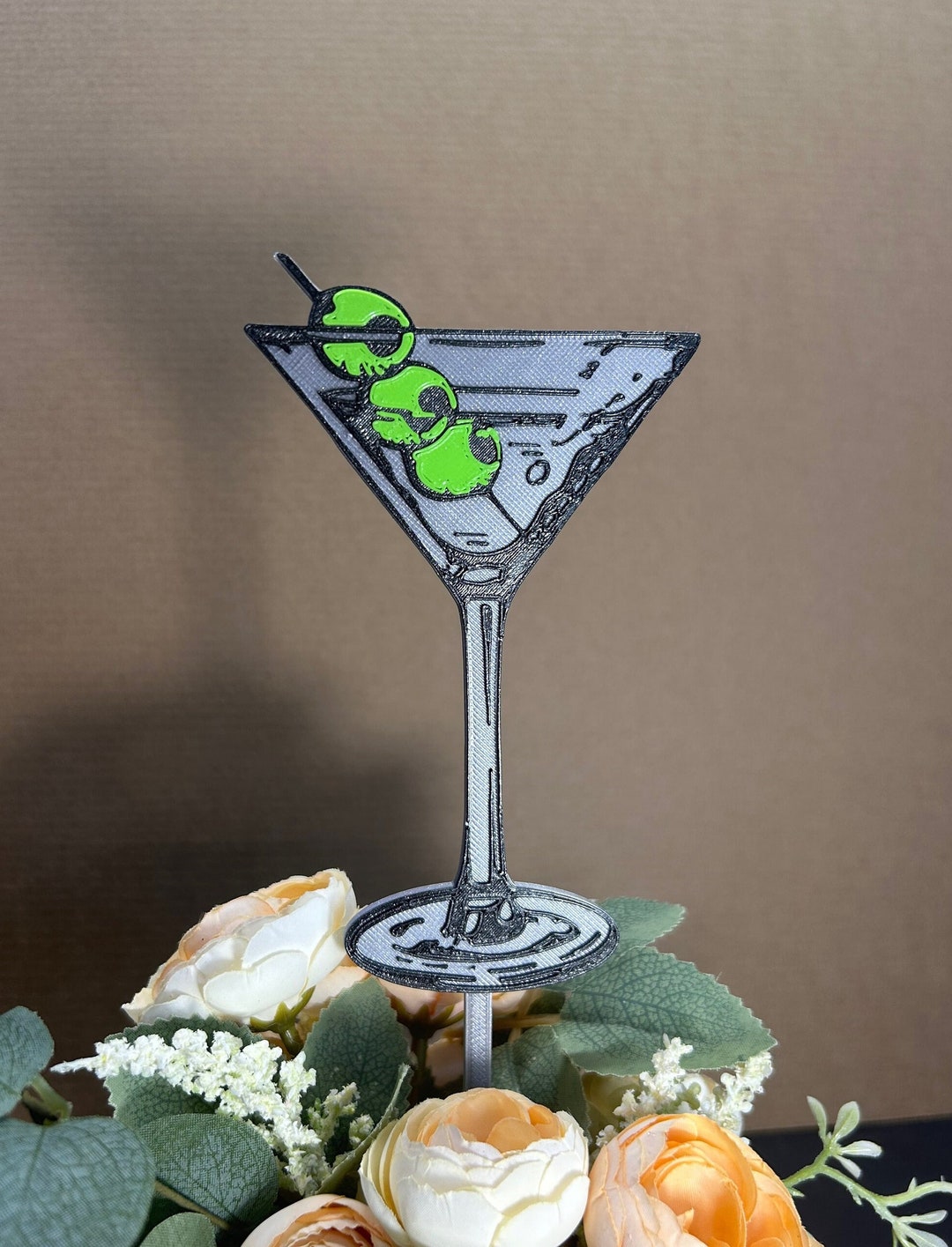 Martini Glass Cake Topper, Cocktail Glass Silhouette Cake Toppers ...