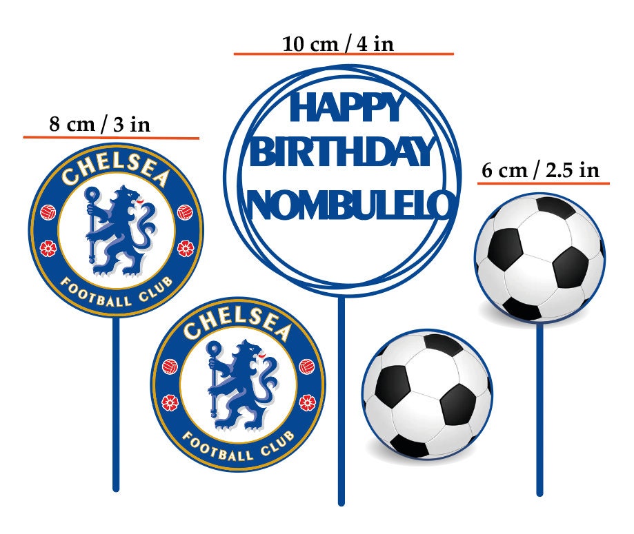 Chelsea Theme Cake Topper Set Personalised Chelsea Football - Etsy