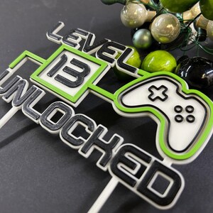 Personalised Gamer Cake Topper - Level up Birthday Decor - Video Game ...