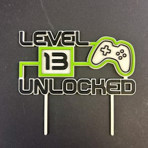 Personalised Gamer Cake Topper - Level up Birthday Decor - Video Game ...