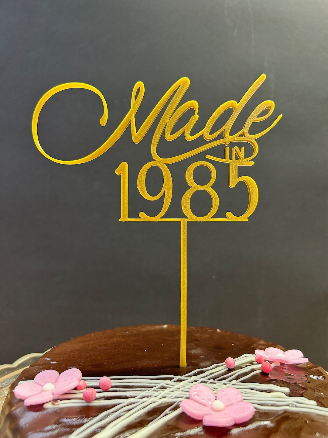 Topper de bolo feito em 1985, Topper de bolo de aniversário, Topper de ...