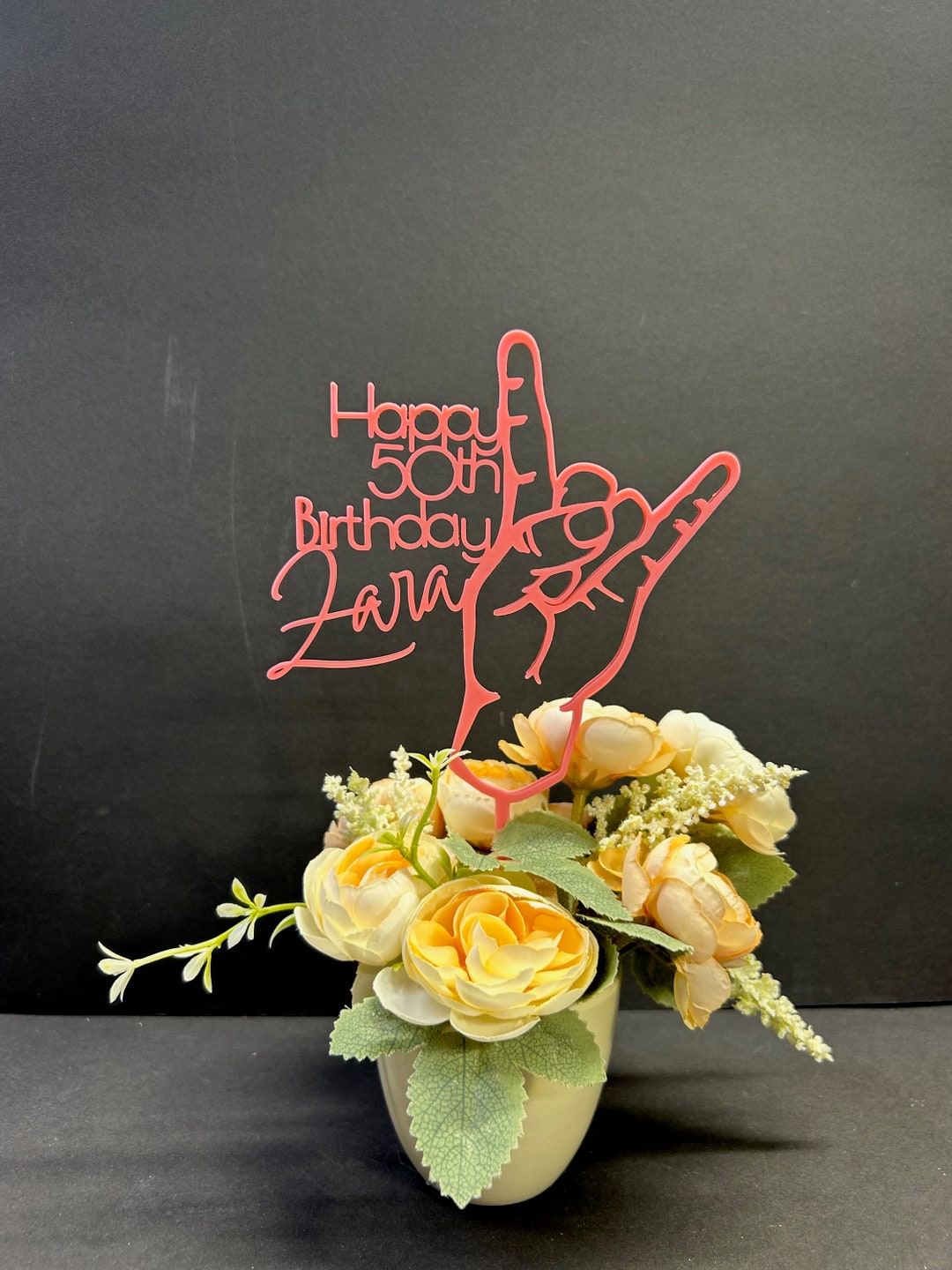 Rock Hand Cake Topper, Personalised Name Age Rock on Cake Topper, Devil ...