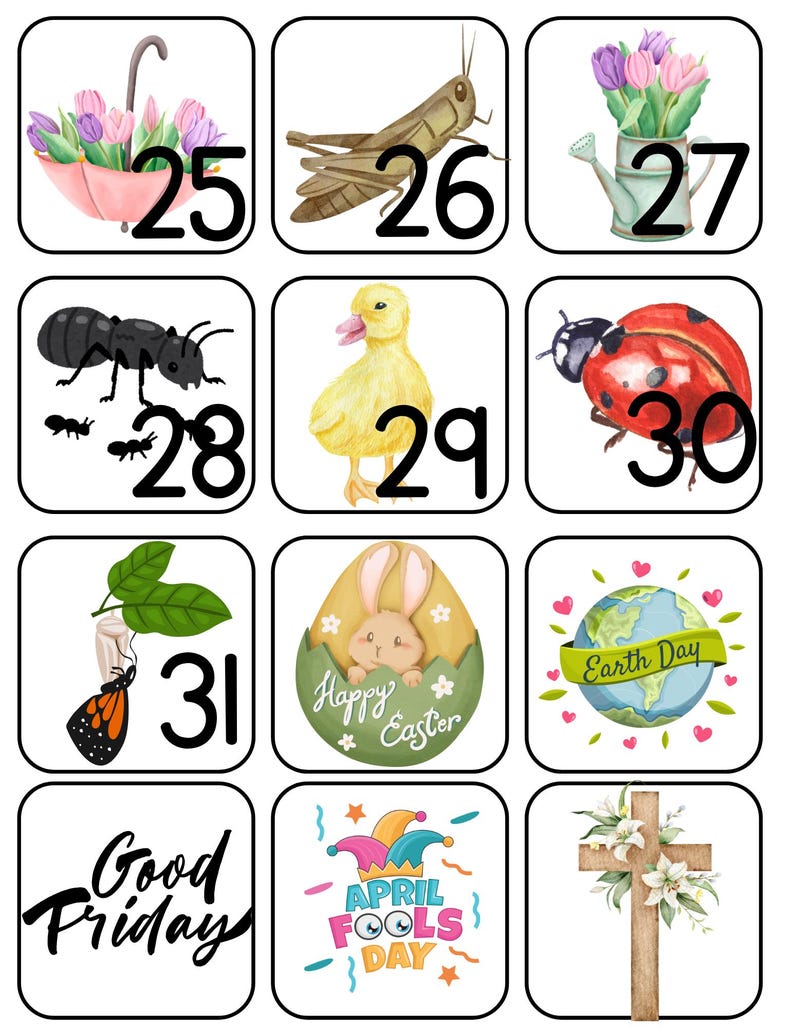 April Calendar Numbers | Printable Classroom Decor | Spring & Easter ...