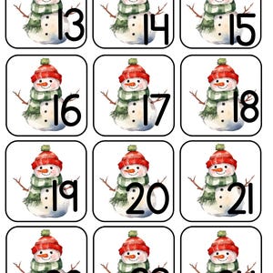 Snowman Calendar Numbers - Etsy